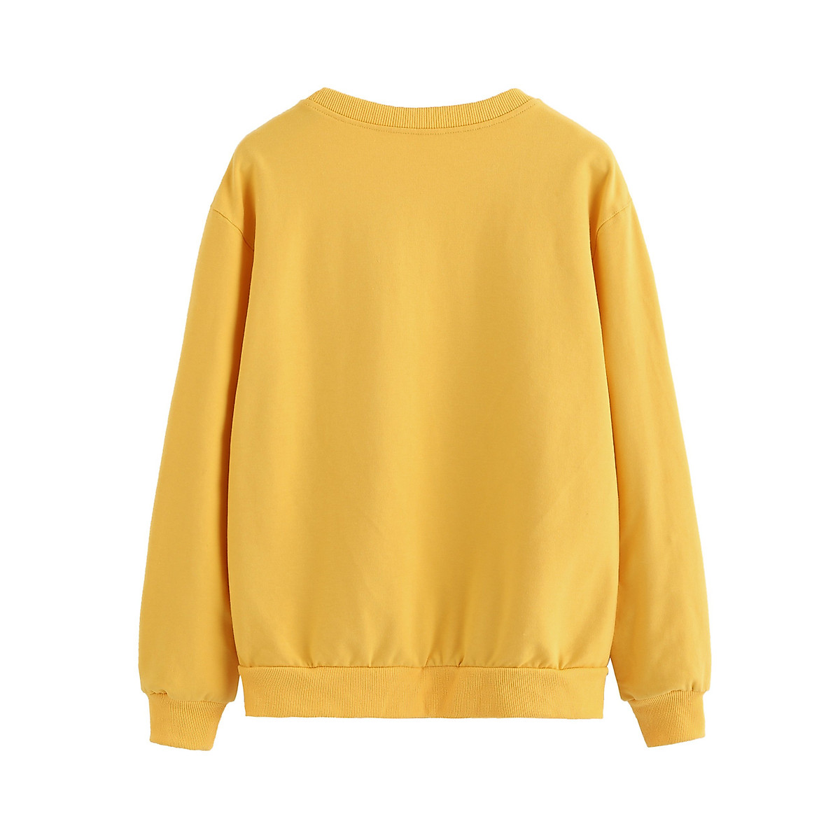 SweatyRocks Sweatshirt Women Pink Alien Patch Drop Shoulder Long Sleeve Shirt (Medium, Gold)