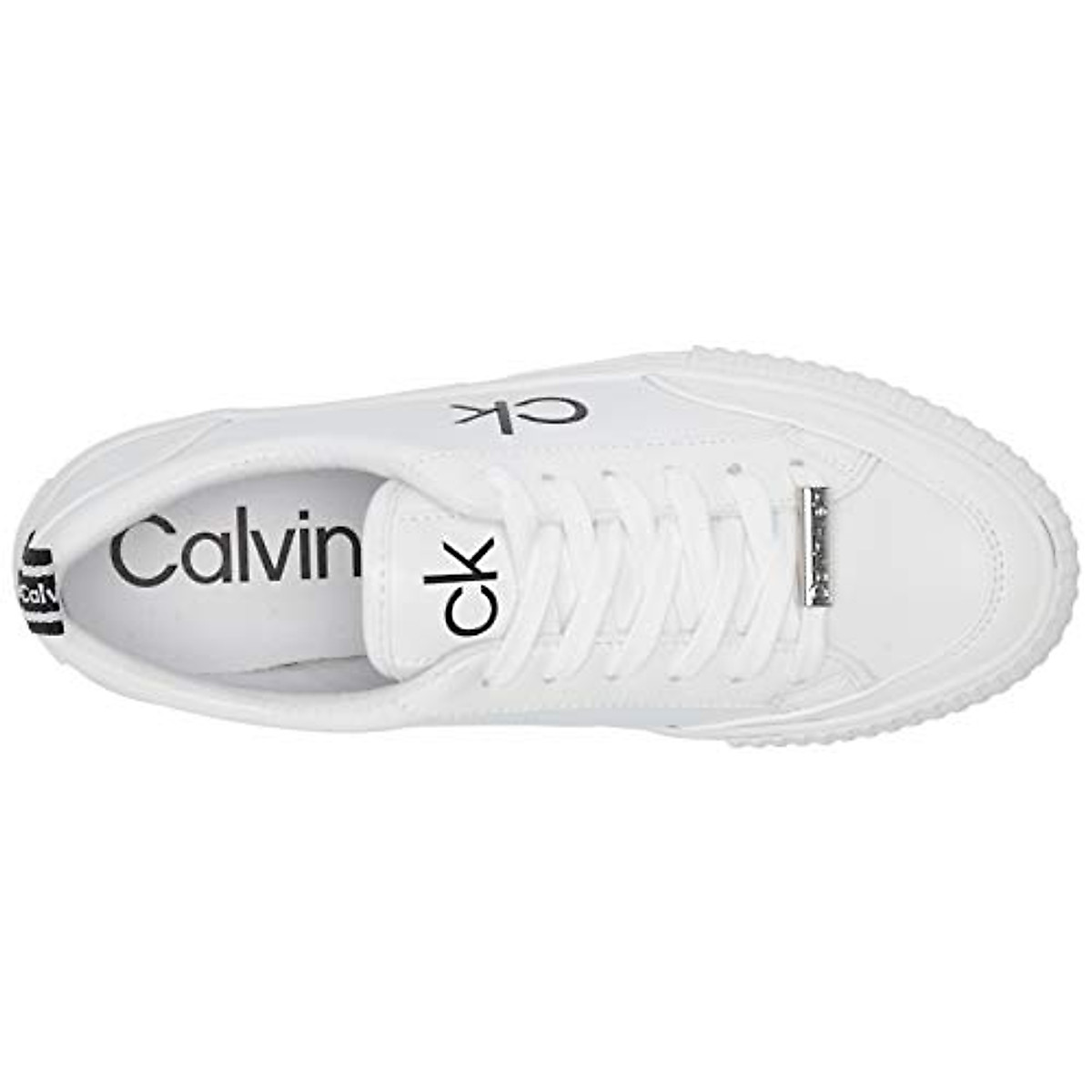Calvin Klein Women's LARISS Sneaker, White 142, 7.5
