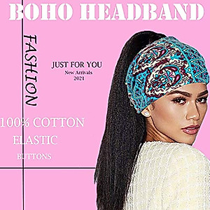 Efdagsad Boho Knotted Wide Headbands and Head Wraps for Women - African Style Elastic Yoga Hair Accessories