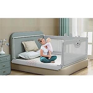 RDHOME 59" Bed Rails for Toddlers Safety Baby Bed Guard, Vertical Lifting Bed Guardrail for Kids, Collapsible Double Lock Bedrail Fits Queen Size Bed (1 Piece)