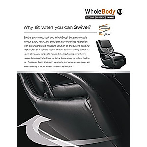 Human Touch WholeBody 5.1 Full Body Massage Chair Recliner Living Room Chair w/ Retractable Ottoman- Personal Professional-Grade Stress + Muscle Pain Relief for Foot Leg Back Neck Massager - Black