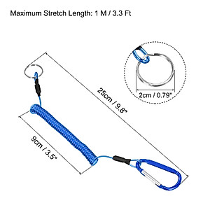 PATIKIL 3.3ft Fishing Tool Lanyard, 6 Pack Safety Cord Spiral Lanyard Tether Retractable with Metal Clip Keychain for Boating Kayak, Blue