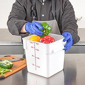 Restaurantware - Met Lux 8 Quart Food Storage Containers, 10 White Storage Containers - Lids Sold Separately, Red Volume Markers, Dishwashable Containers, Side Handles, For Storing Foods