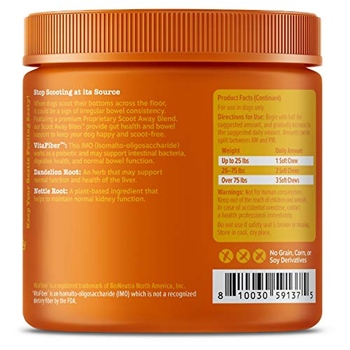 Zesty Paws Scoot Away Soft Chews for Dogs - with Bromelain, Vita Fiber & Dandelion Root for Digestive Support Against Scoots for Gut Health & Support for Normal Bowel Movement - 90 Soft Chews