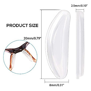 SMARTTOP 2.5mm Eyeglasses Air Bag Stick on Silicone Nose Pads-Upgrade 10Pairs Eyeglasses Nose Pads for Plastic Frame-for Sunglasses Anti-Slip-Glasses Repair Kits for Man and Women(10PAIRS Crystal