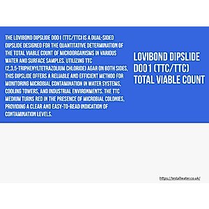 Lovibond 56B010110 Dipslide: D001 TTC/TTC, Total Viable Count (TVC) in Waters and Surfaces, 10/pk