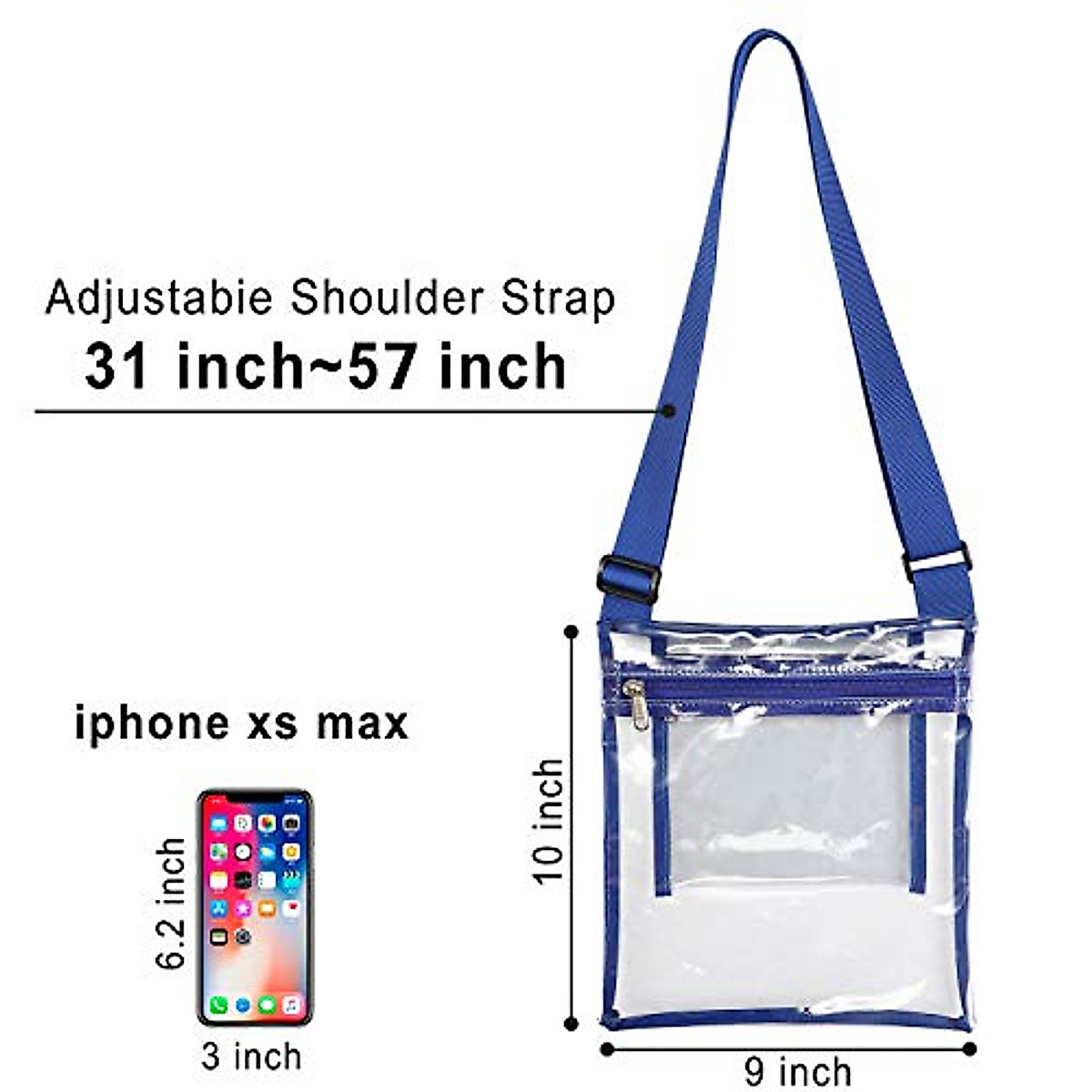 HULISEN Clear Crossbody Purse Bag, Stadium Approved, with Extra Inside Pocket