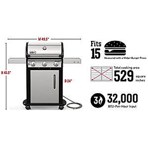 Weber Spirit S-315 NG Gas Grill, Stainless Steel