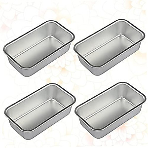 Hemoton 4pcs French Toast Toaster Oven Tray Mini Cake Molds Bread Pan with Lid Baking Pans Cake Tin Kitchen Supplies Household Baking Plate Self Made Small Bread Cake Mold Brownie Silver