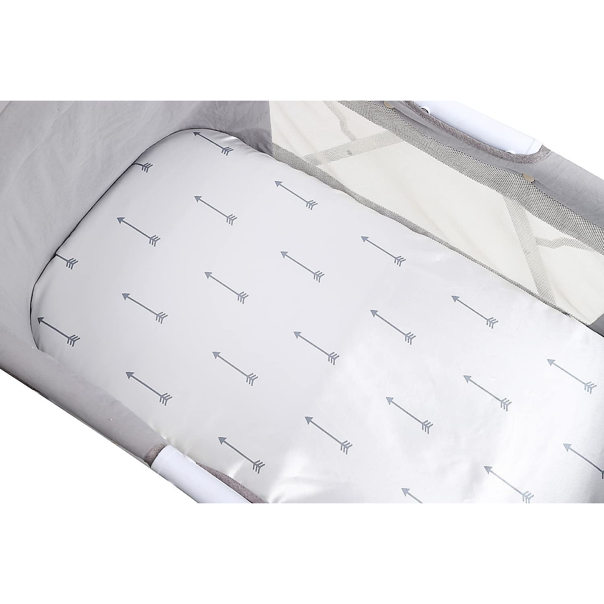 Bassinet Sheet Set 2 Pack Satin Ultra Soft Silk Fit for Rectangle, Hourglass, Oval Bassinet Mattress Protect for Baby Hair and Skin Cradle or Bassinet Sheets, Arrows & Stars