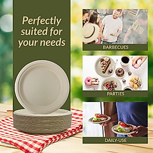 Reli. Compostable Paper Plates, 7 Inch (150 Pack Bulk) | Brown Disposable Plates 7" | Heavy Duty Paper, Eco Friendly | Made of Sugarcane Fibers/Bagasse - Biodegradable (Natural), Small