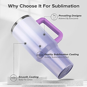 FASTSUB 40 oz Sublimation Tumbler with Handle Lid and Straw Glitter Sparkly Cup Removable Handle Double Wall Vacuum Insulated Travel Mug Personalized Gifts for Tumbler Heat Press Multicolored 6 Pack