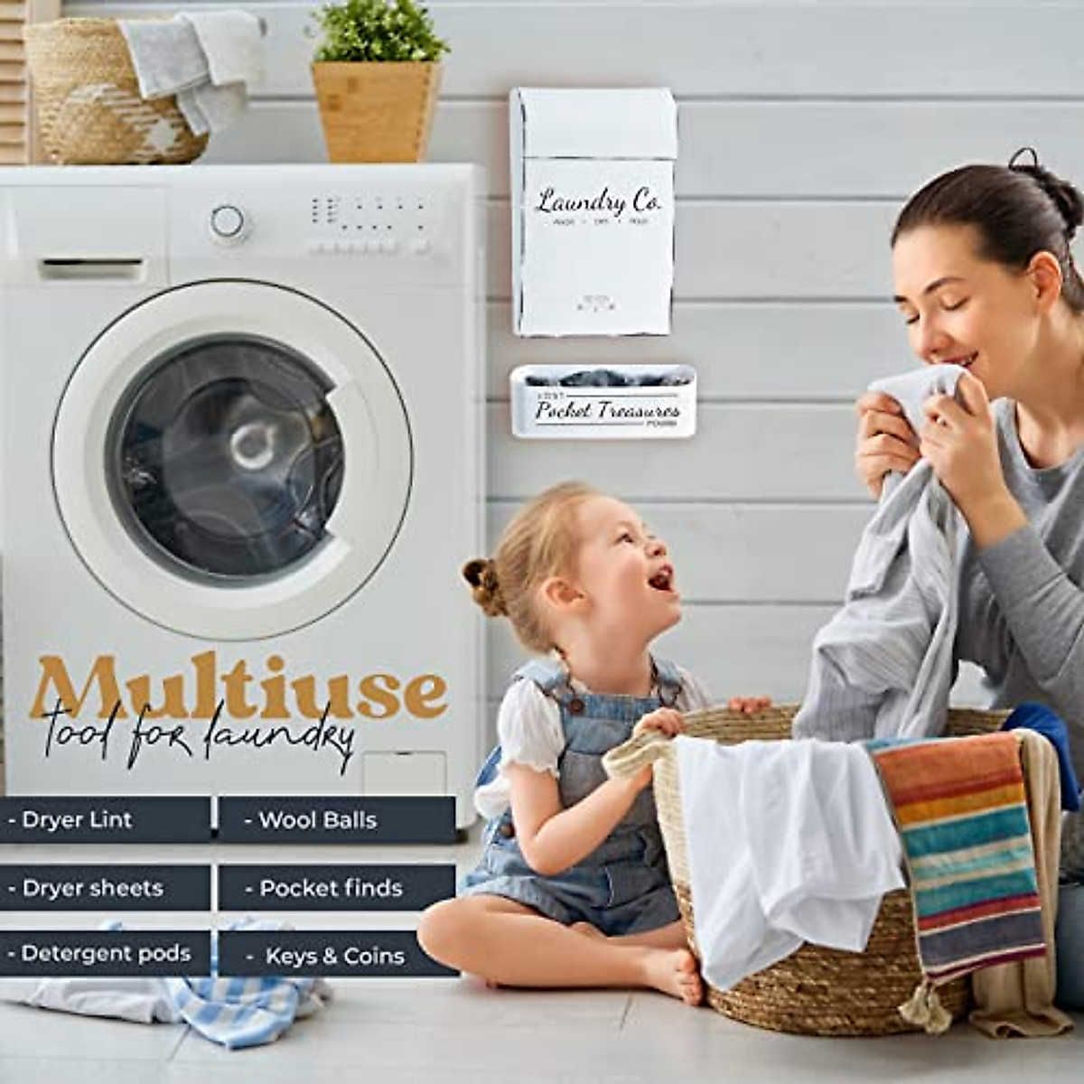 Magnetic Lint Bin Laundry Room Trash Can Farmhouse Decor Home Laundry Room Organization Storage Pods Holder Dryer Sheets Holder Dryer Vent Cleaner Laundry Room Decor Wall Mounted Washing Machine