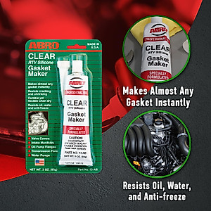ABRO RTV Silicone Sealant and Gasket Maker: Up to 500 Degree F Heat, High Temp Silicone Sealant/Head Gasket Sealant, 3 oz/85g Tube - Clear