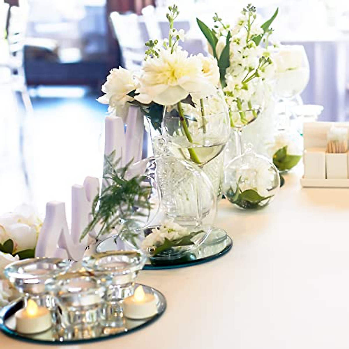 VASUHOME 10" Round Mirror Plates, Circle Mirror Centerpieces for Table Centerpieces & Wedding Party Christmas Decorations, Small Round Mirror Set for Wall, Set of 12, 2mm