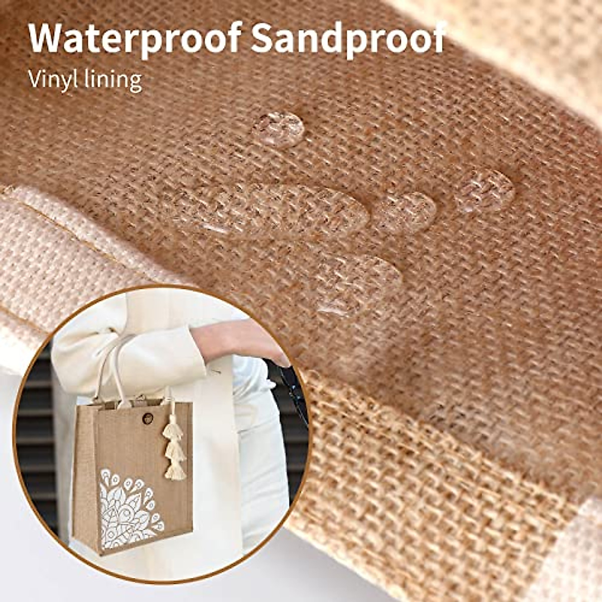 itgowisa Small Tote Bag for Women, Waterproof Beach Bag, Foldable Book Tote, Cute Reusable Grocery Bag, Gifts Basket for Her