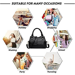 Fashion Handbags for Womens Soft Leather Tote Crossbody Shoulder Large Capacity Hobo Bags (Black)