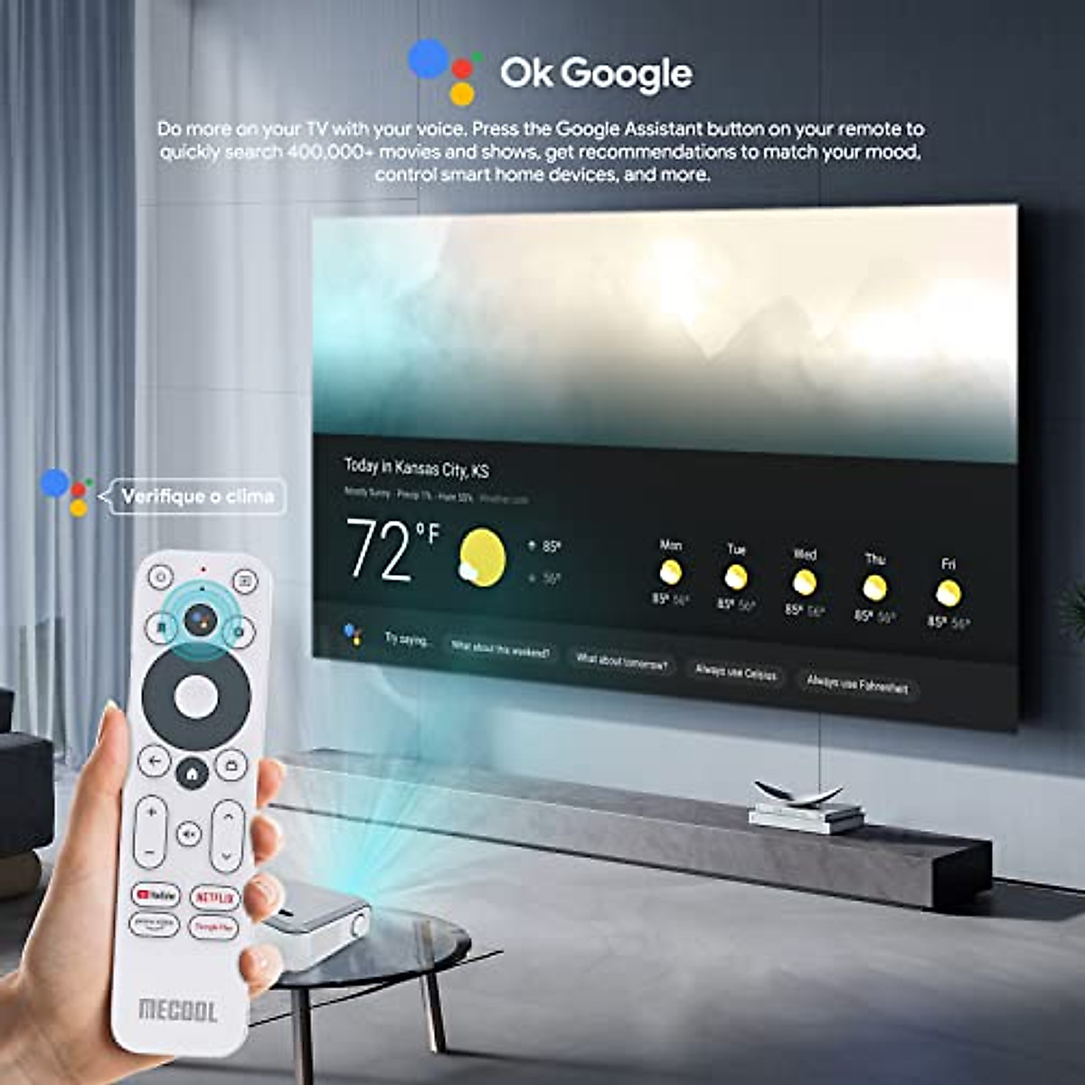 4K Projector - MECOOL KP1 TV Projector 15000L 700Ansi Native 1080P, 240" Display, 5G WiFi and Chromecast, Built-in Netflix, YouTube UHD Video Home Theater TV Projector