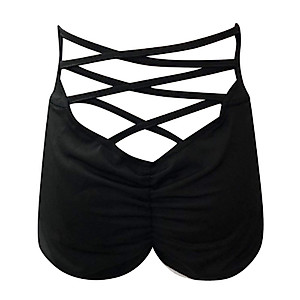 Bblulu Women's Athletic Shorts Criss Cross Elasticity Workout Yoga Shorts Running Gym Sport Pants Non See Through Tights