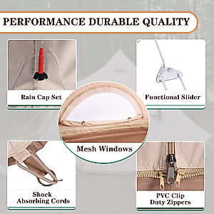 LETKIND Canvas Tent with Stove Jack, 4 Season Waterproof Camping Tent 4/6 Person Luxury Outdoor Glamping Yurt for Camping, Cotton Bell Tent for Winter Camping for Hunting Party