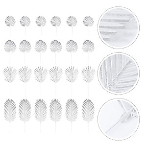 VALICLUD 24pcs Simulation Blade Artificial Leaf Party Artificial Leaves Golden Palm Leaves Floral Arrangement Leaf Picks Monstera Decor DIY Wreath Craft Supply Wedding Banquet Plastic Vase