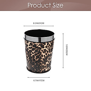 ABOOFAN Small Bathroom Trash Can Garbage Can Leopard Printed Waste Basket with Top Ring to Fix Bag for Bedroom Office Home