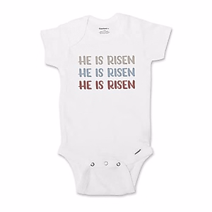 He is Risen, My First Easter Baby Girl Boy, Cross Onesies Girls Boys, Christian Easter Shirts Kids, Easter Basket Filler Outfit, 0-3 3-6 12 18 Month Short Or Long Sleeve 716 (Short Sleeve, 18 Month)