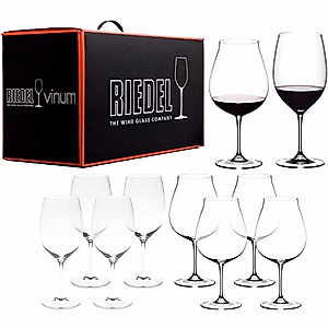 Riedel VINUM Pay 6 Get 8 Mixed Red Varietal Set 4 Cabernet/Merlot and 4 New World Pinot Noir