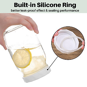 24 Pack Plastic Mason Jar Lids 24 White Wide Mouth with Sealing Rings Mason Jar Lids Fits Ball, Kerr & More Plastic Lids for Mason Jars 86mm Diameter