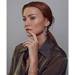 KIERA Rhodium Clad Sterling Silver 4mm Asscher Cut Cubic Zirconia Eternity Ring, Size 8