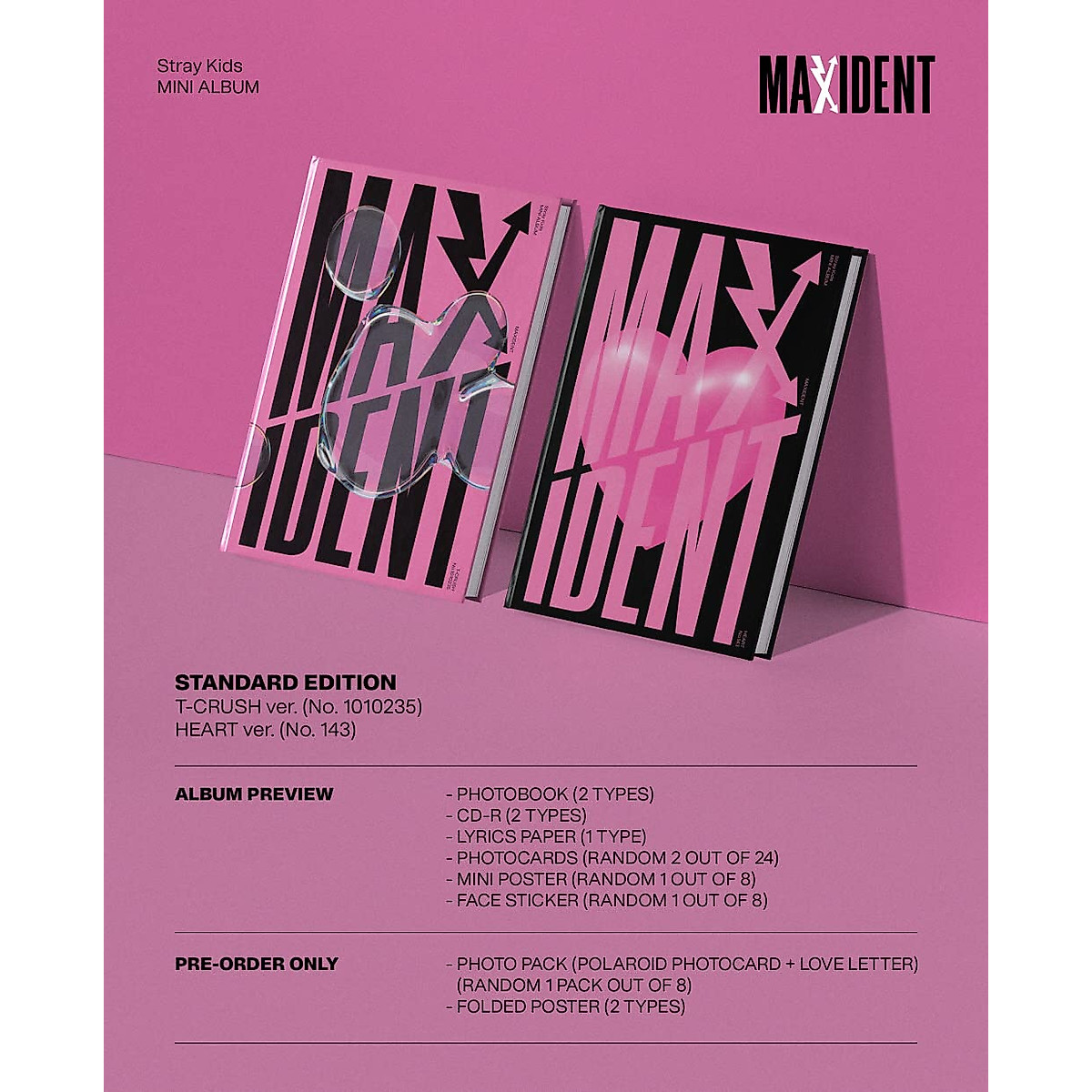 DREAMUS Stray Kids - MAXIDENT Standard Edition CD+Pre-Order Benefit (Heart ver.), (JYPK1467)