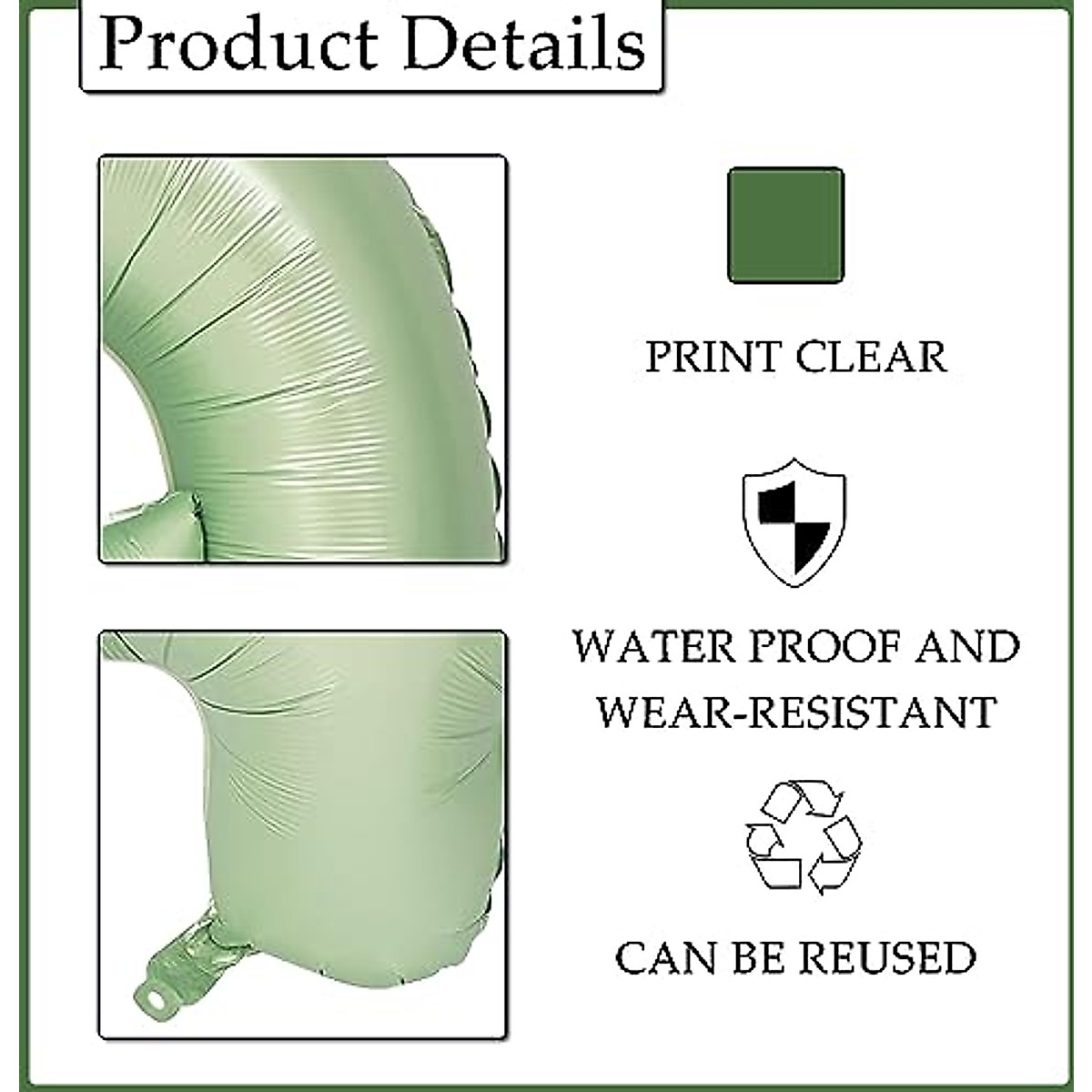 Number 3 Balloon 40 Inch Sage Green Number Balloon Foil Mylar Balloon for Boys Girls 3rd 30th Birthday Wedding Anniversary Jungle Party Decoration Supplies large Number Balloons