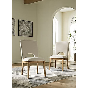 Signature Design by Ashley Dakmore Dining Upholstered Side Chair, 2 Count, Light Brown & Beige