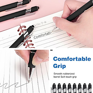 Bribobo 8 Pack Black Ballpoint Pen 2-in-1 Stylus Retractable Ballpoint Pen with Stylus tip, Metal Stylus Pen for Touch Screens, 1.0 mm Black Ink
