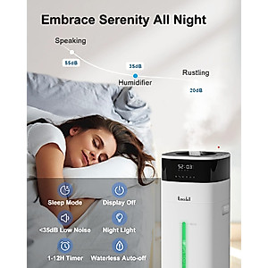 LACIDOLL Humidifier Large Room, 5.3Gal/20L Cool and Warm Mist Humidifiers for Home 3000 sq ft, Whole House Humidifiers with Diffuser&Extended Tube, Top Fill Humidifiers for Bedroom Baby Nursery Plants