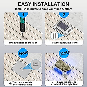 CREPOW Solar Deck Lights Driveway Dock Lights- 8 Packs Waterproof 1200mAh Solar Powered Outdoor LED Aluminum Dock Lighting Road Markers Step Lights for Driveway Sidewalk Garden Pathway Yard (Blue)