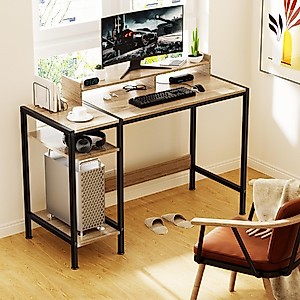 Computer Desk - 47” Gaming Desk, Home Office Desk with Storage, Small Table with Monitor Stand, Adjustable Storage Space, Modern Design Corner Table