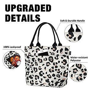 Aosbos Leopard Lunch Bag Women, Leakproof Insulated Lunch Box Lunch Tote Bag Lunch Cooler Bags, Meal Prep Container Loncheras Para Mujer for Work Travel Picnic Gym, Leopard Print