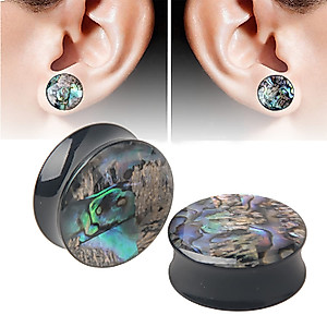 2 PCS Gauge Ear Plugs Piercing Jewelry Set Double Flare Saddle Stretching Gages Tunnels Expander (AG-3/4"(20mm))