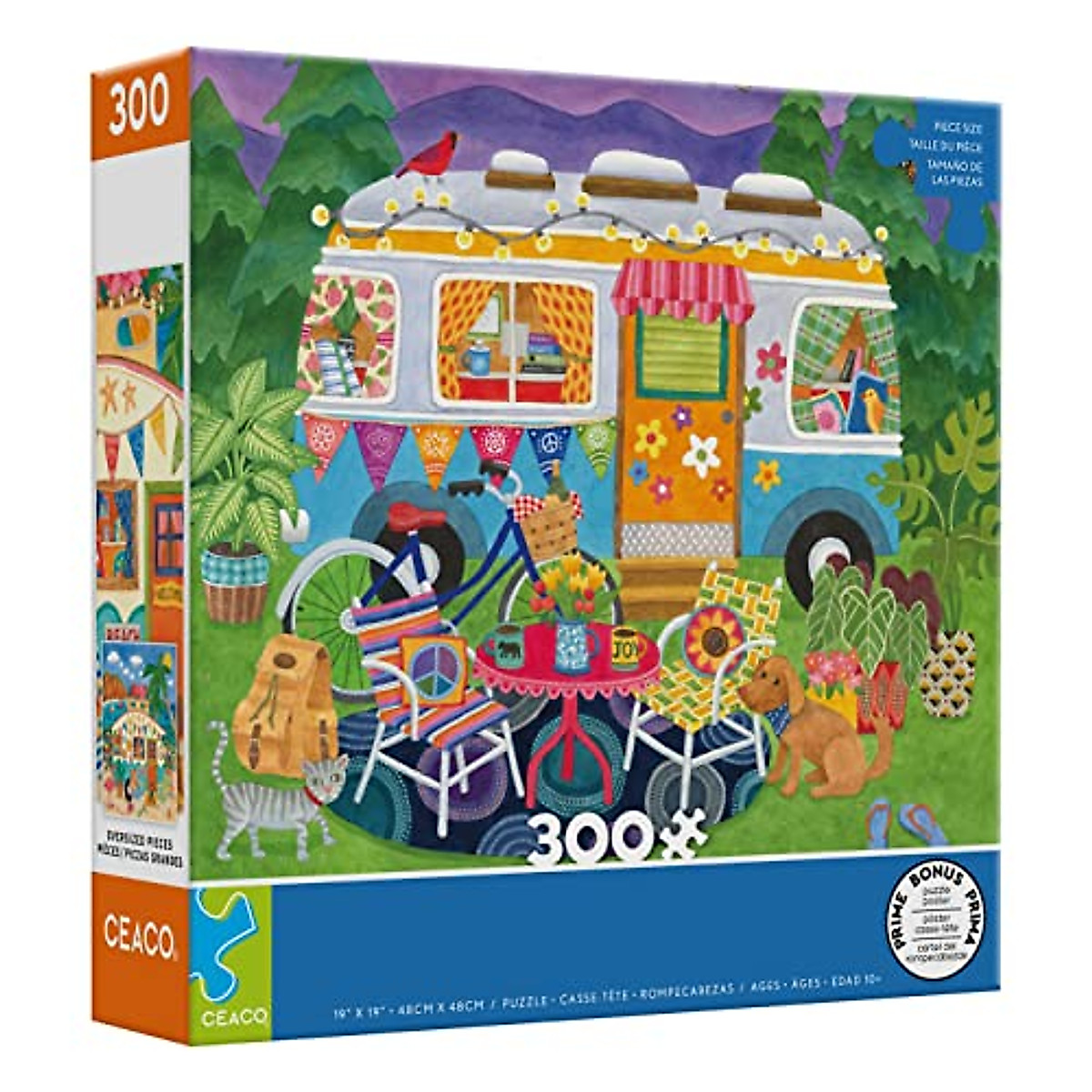 Ceaco - Happy Camper - Mountain Camper - Oversized 300 Piece Jigsaw Puzzle, 19 x 19