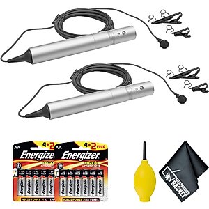 Sony ECM-77B - Miniature Omni-Directional Lavalier Mic Advanced Accessory 2-Pack Bundle