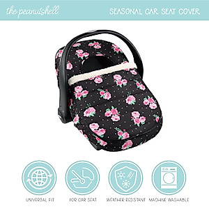 The Peanutshell Car Seat Cover for Baby Girls,Floral Rose, Winter Carseat Canopy Car Seat Cover
