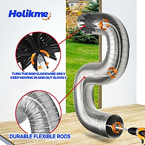 Holikme Dryer Vent Cleaner Kit 32 Feet Dryer Cleaning Tools, Include Dryer Vent Brush, Omnidirectional Blue Dryer Lint Vacuum Attachment, Dryer Lint Trap Brush, Vacuum & Dryer Adapters