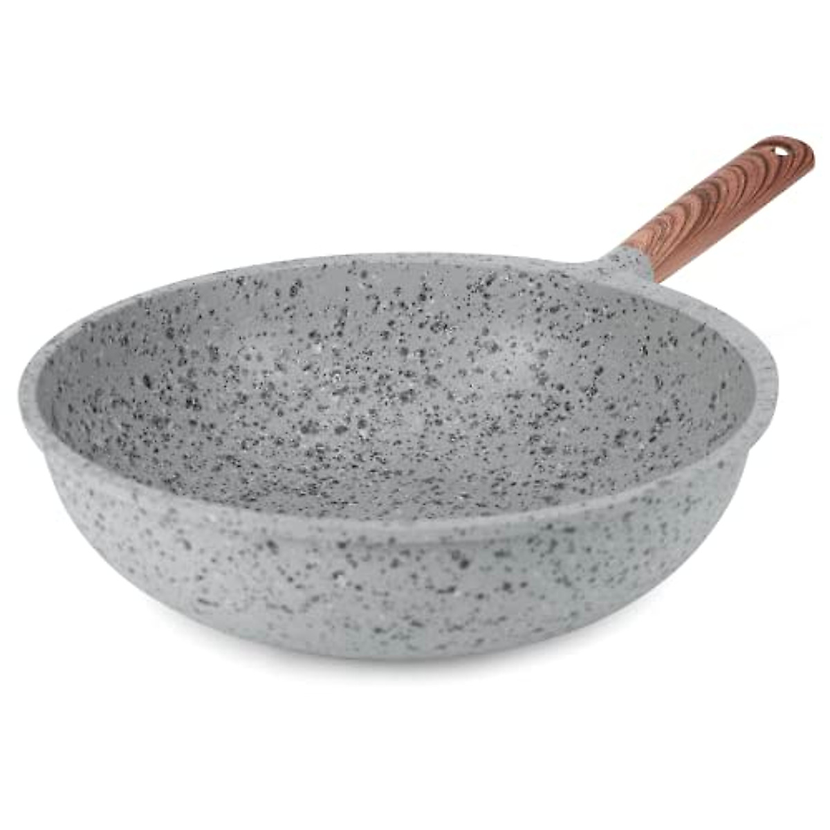 Phantom Chef 12" Deep Frying Pan with Granite finish & Lid | PFOA Free | Nonstick 12 Inch Chef Cookware | Induction Compatible | Dishwasher & Oven Safe | Stay-Cool Handle | Easy to Clean (Beige)