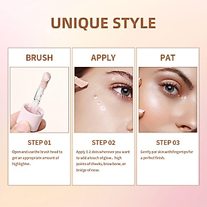 YALINCMOO Makeup Blush Stick, Liquid Highlighter, Belt Double Ended Makeup Brush, Multi-Use Red Blush Stick Moonlight Face Highlighter for All Skin (Pink)