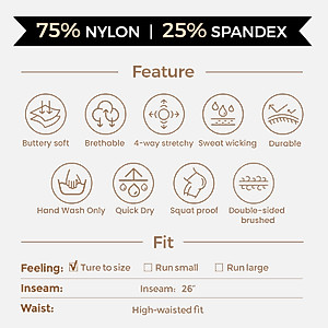 Aoxjox High Waisted Workout Leggings for Women Compression Tummy Control Trinity Buttery Soft Yoga Pants 26" (Black, X-Small)