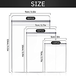 Clabby Jewelry Bag Self Seal Plastic Zipper Bag Clear PVC Rings Earrings Packing Storage Pouch Jewelry Transparent Lock Bags Holding Jewelries, 2x2.8 inch, 2.8x4 inch, 3.5x5 inch(240 Pieces)