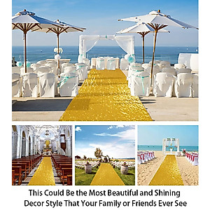 ShinyBeauty Wedding Aisle Runner Gold 4FTx35FT Sequin Aisle Runner for Wedding Ceremony Shiny Gold Aisle Runner for Weddings Bridal Aisle Runner Outdoor Wedding Walkway Decoration Floor Runner