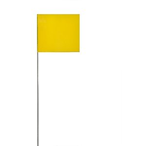 Swanson Tool Co FY15100 2.5-Inch by 3.5-Inch Marking Flags with 15-Inch Wire Staffs, Yellow, 100-Pack