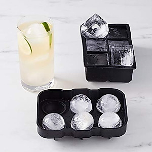 AmazonCommercial Silicone Ice Cube Tray - Set of 2 with (1) Spherical mold and (1) Square mold